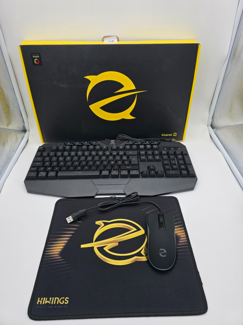 Klawiatura do gier AZERTY Francuski 8 skrótów Multimedialna dioda LED + mysz USB + podkładka pod ...